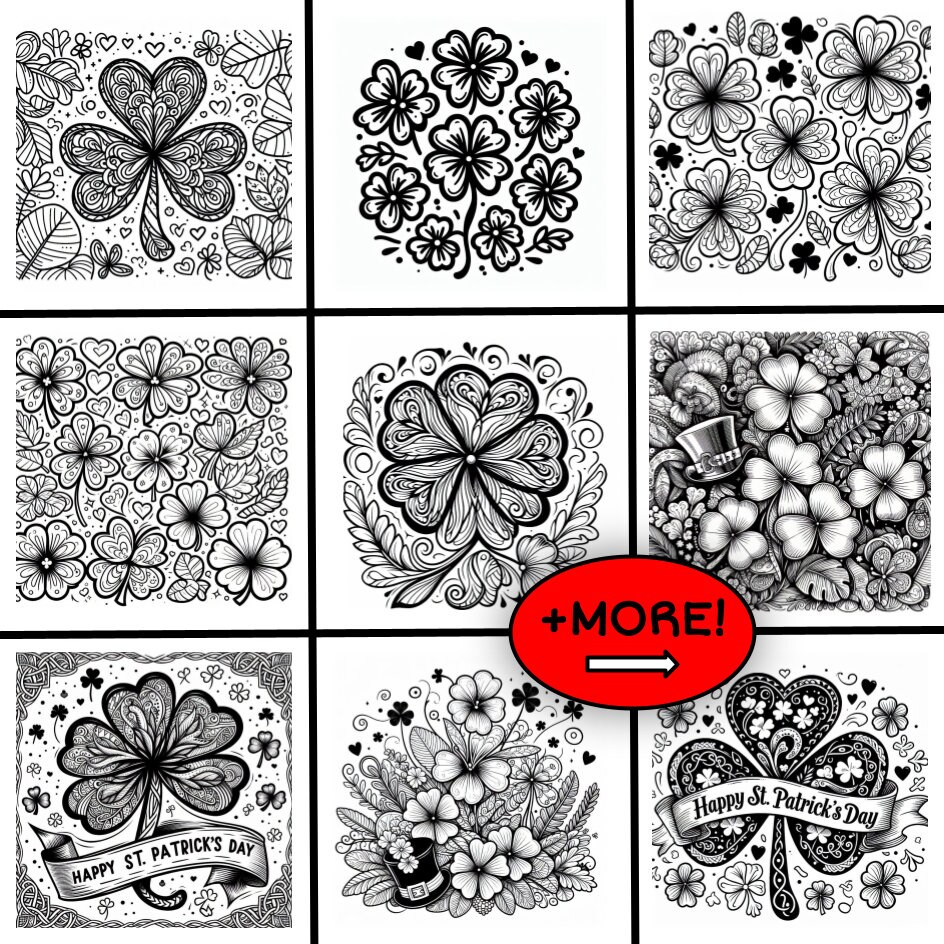 St Patrick's Day Clovers COLOURING PAGES 30 Printable Coloring Pages ...