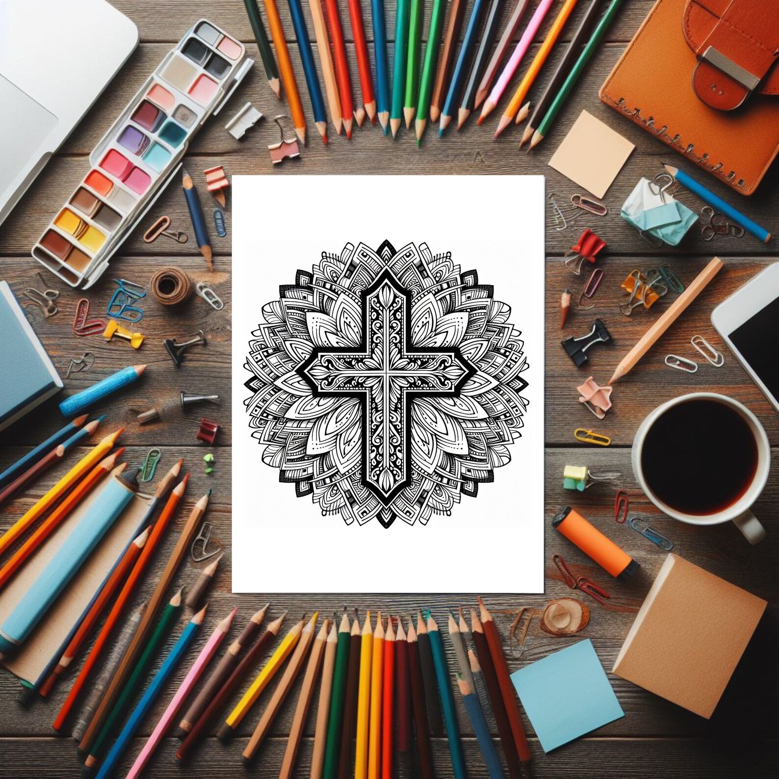Christian Cross Mandala COLOURING PAGES 21 Printable Coloring Pages ...