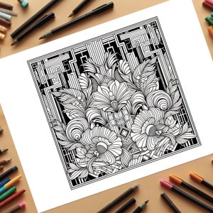 Art Deco COLOURING PAGES 39 Printable Coloring Pages, Vintage, Retro ...