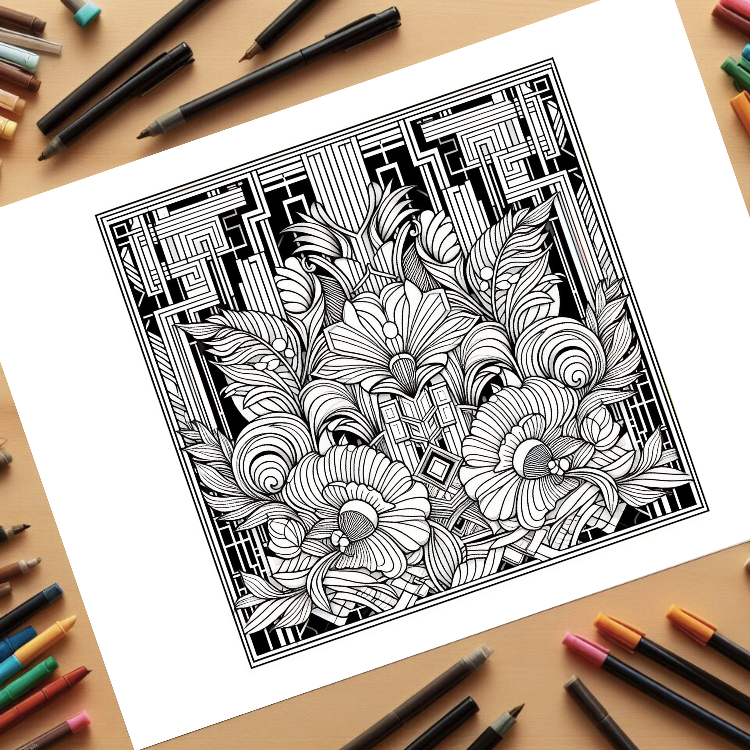 Art Deco COLOURING PAGES 39 Printable Coloring Pages, Vintage, Retro ...