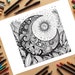 Zentangle Moon COLOURING PAGES 42 Printable Coloring Pages, Mindful ...