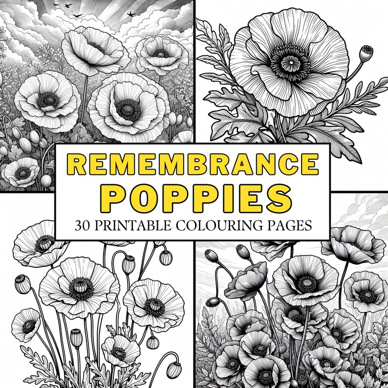 Remembrance Poppies COLOURING PAGES 30 Printable Coloring Pages ...