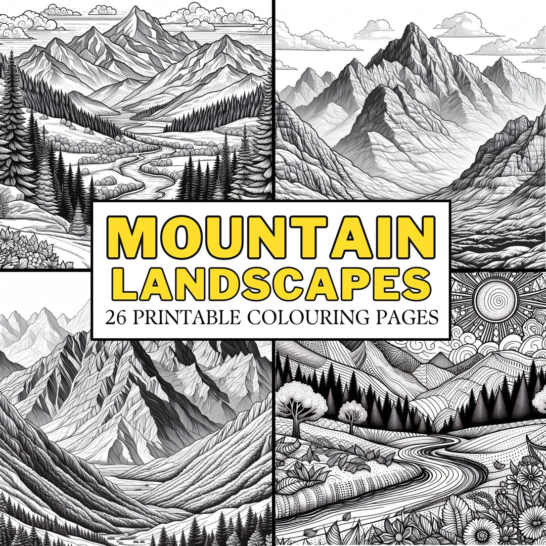 Mountain Landscapes COLOURING PAGES 24 Printable Coloring Pages ...