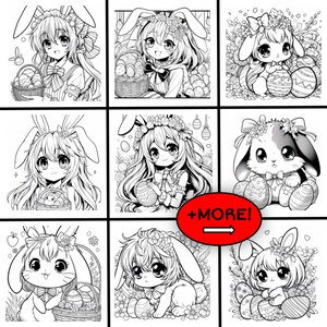 Anime / Manga Easter Bunny COLOURING PAGES 24 Printable Coloring Pages ...