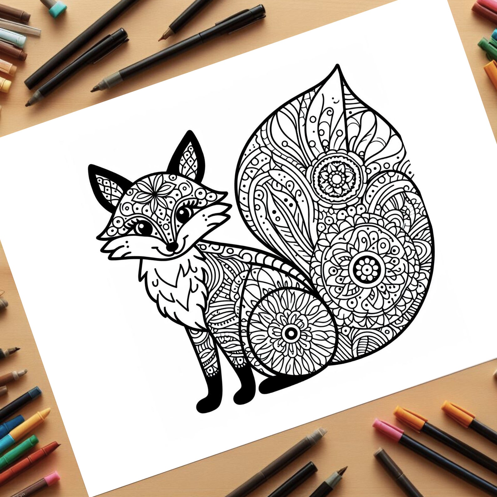 Mandala Fox COLOURING PAGES 25 Printable Coloring Pages, Mindful ...