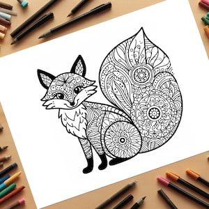 Mandala Fox COLOURING PAGES 25 Printable Coloring Pages, Mindful ...