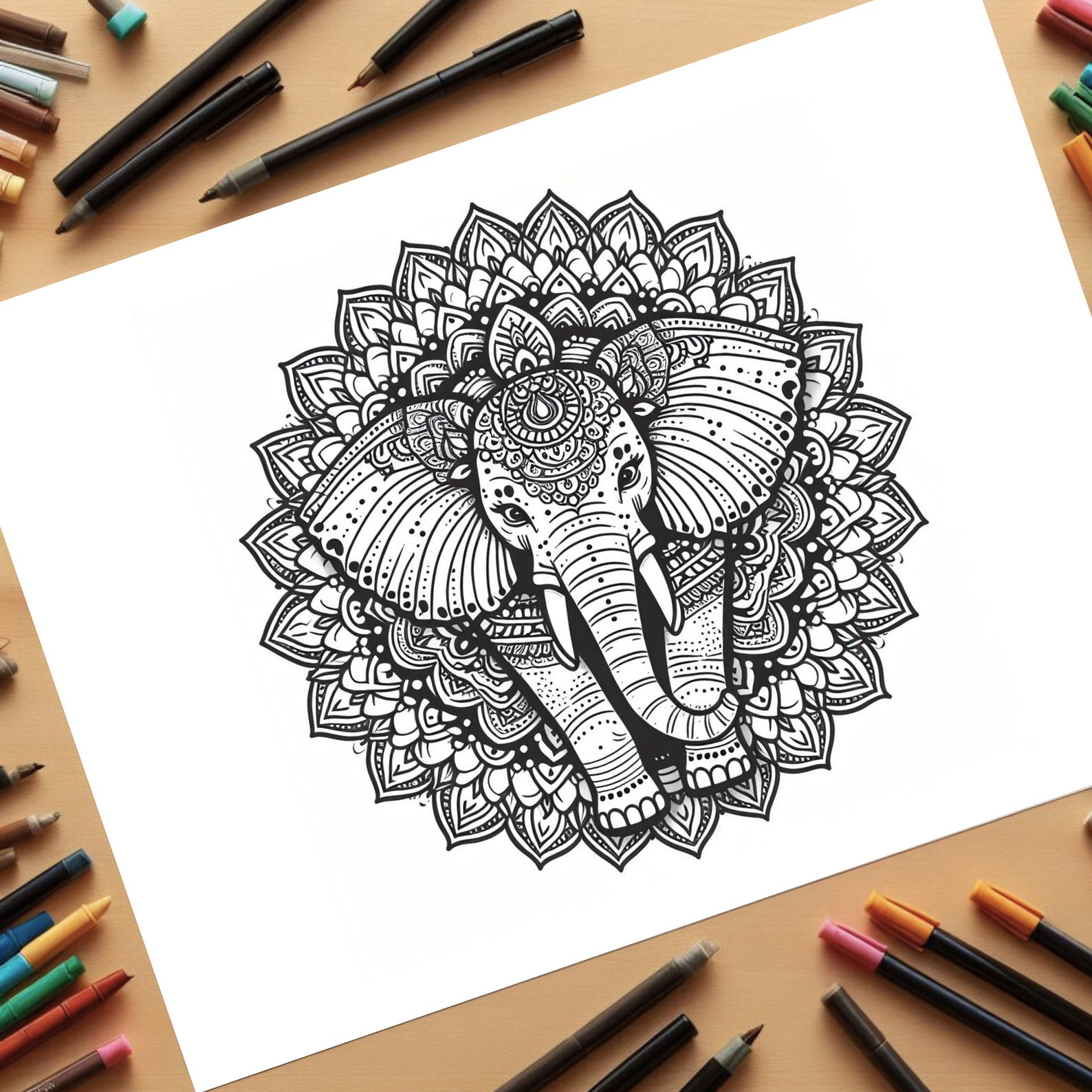 Mandala Elephants COLOURING PAGES 36 Printable Coloring Pages, Mindful ...