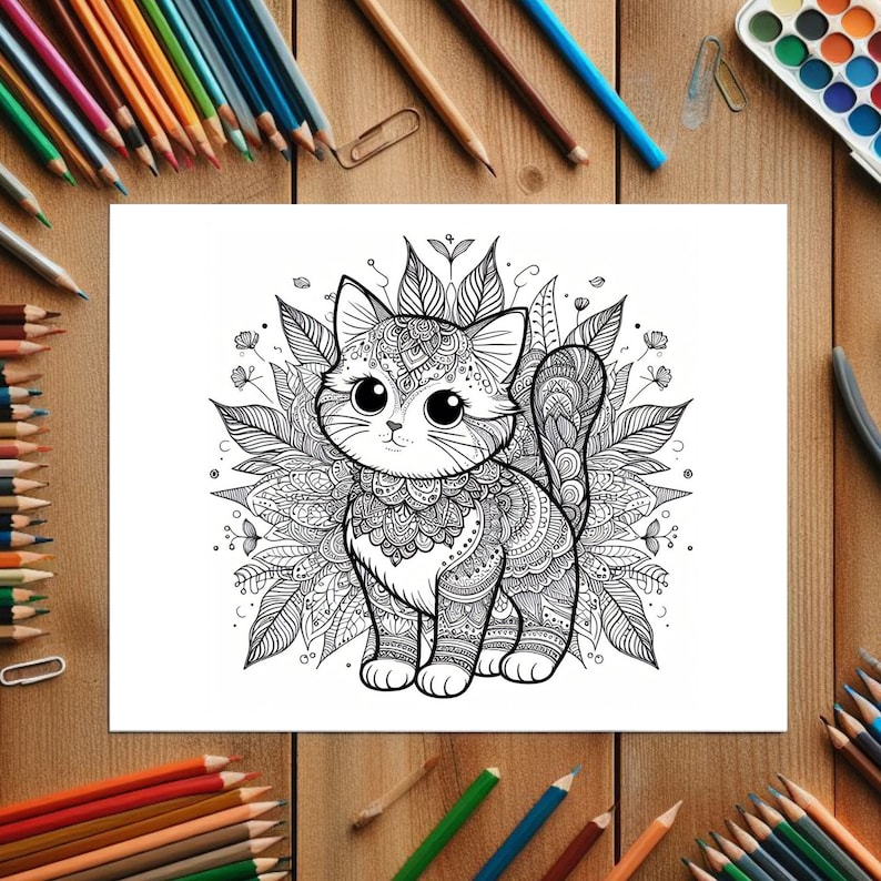 Mandala Kittens COLOURING PAGES 26 Printable Coloring Pages, Mindful ...