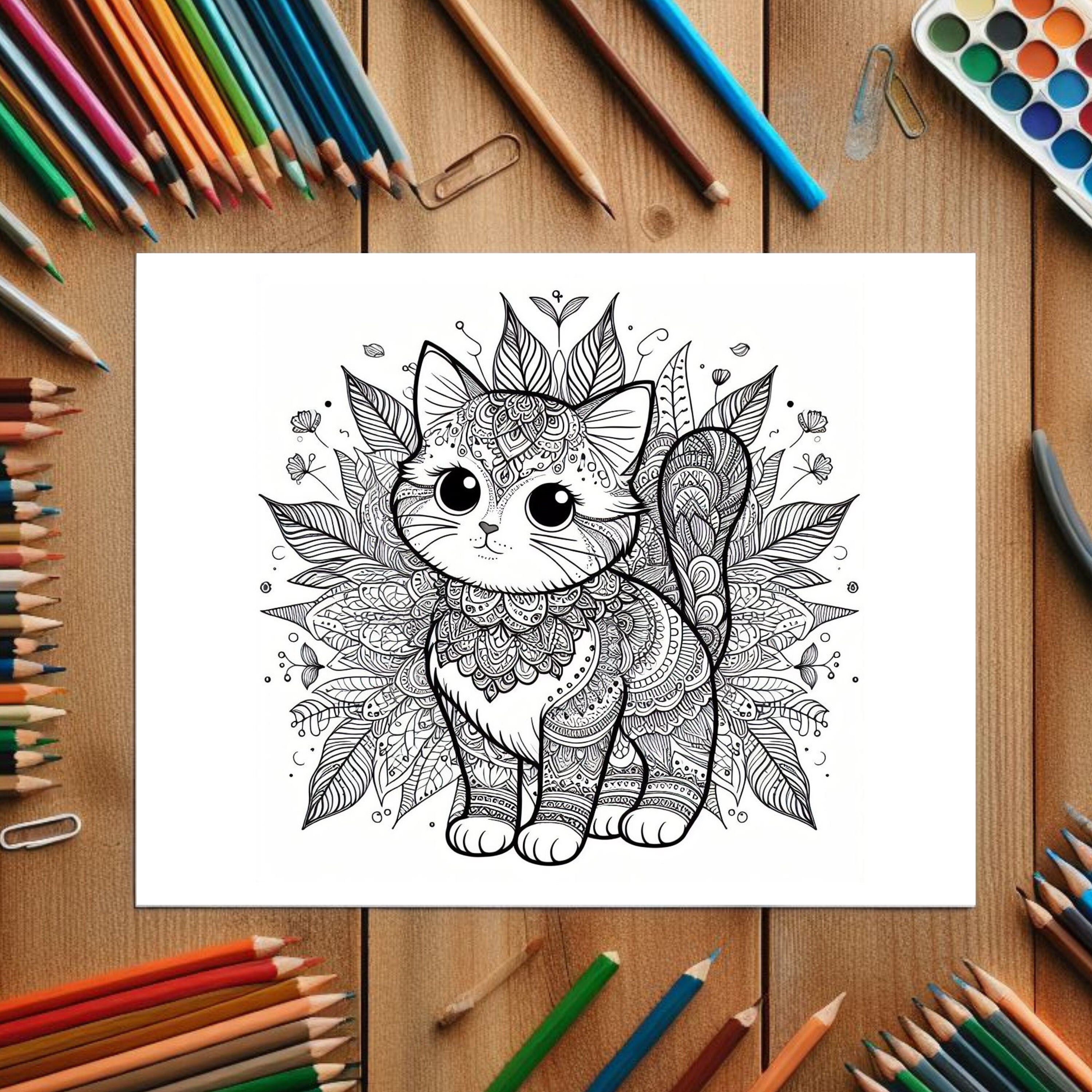 Mandala Kittens COLOURING PAGES 26 Printable Coloring Pages, Mindful ...