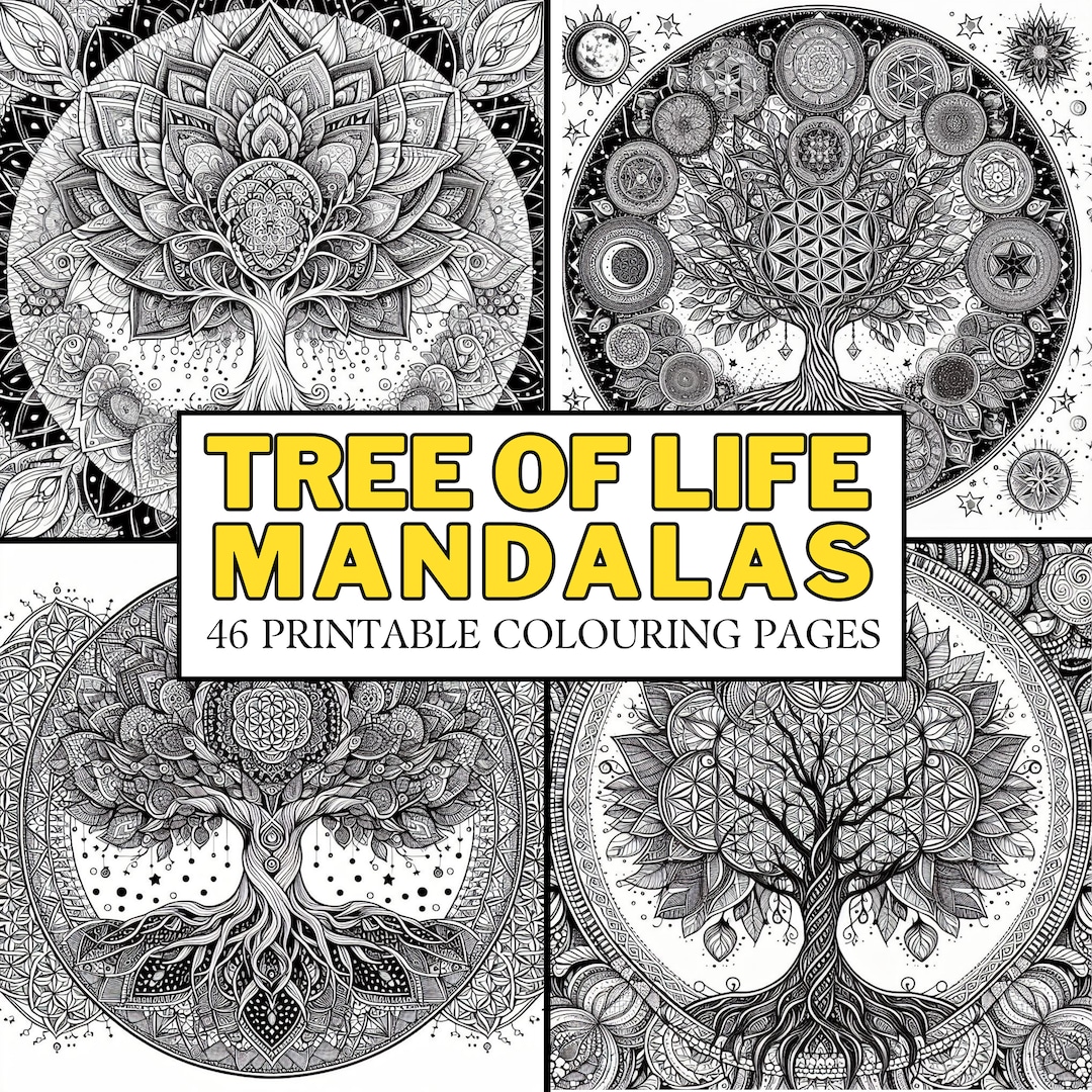 Tree of Life Mandalas COLOURING PAGES 46 Magic, Spiritual, Printable ...