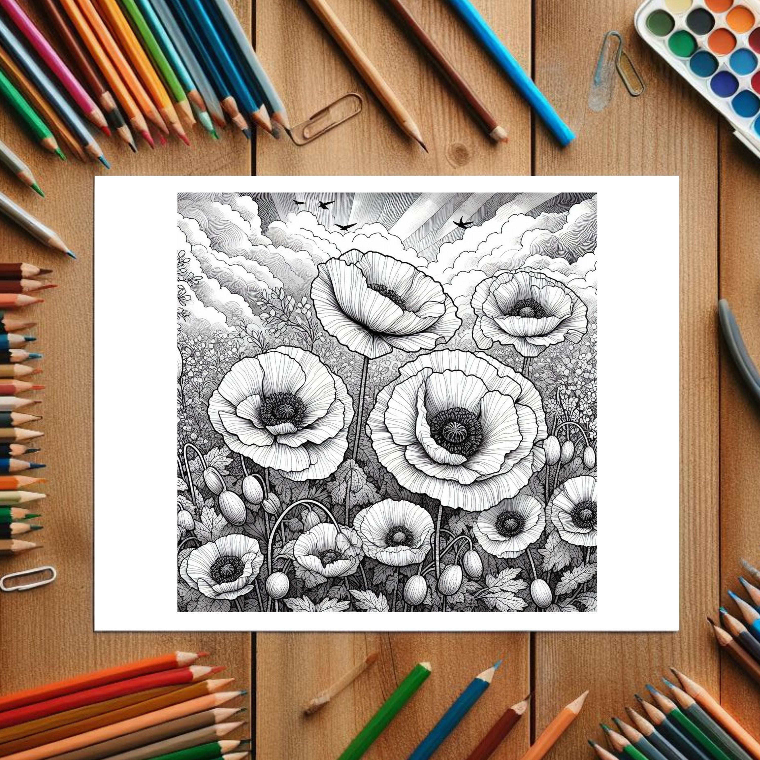 Remembrance Poppies COLOURING PAGES 30 Printable Coloring Pages ...
