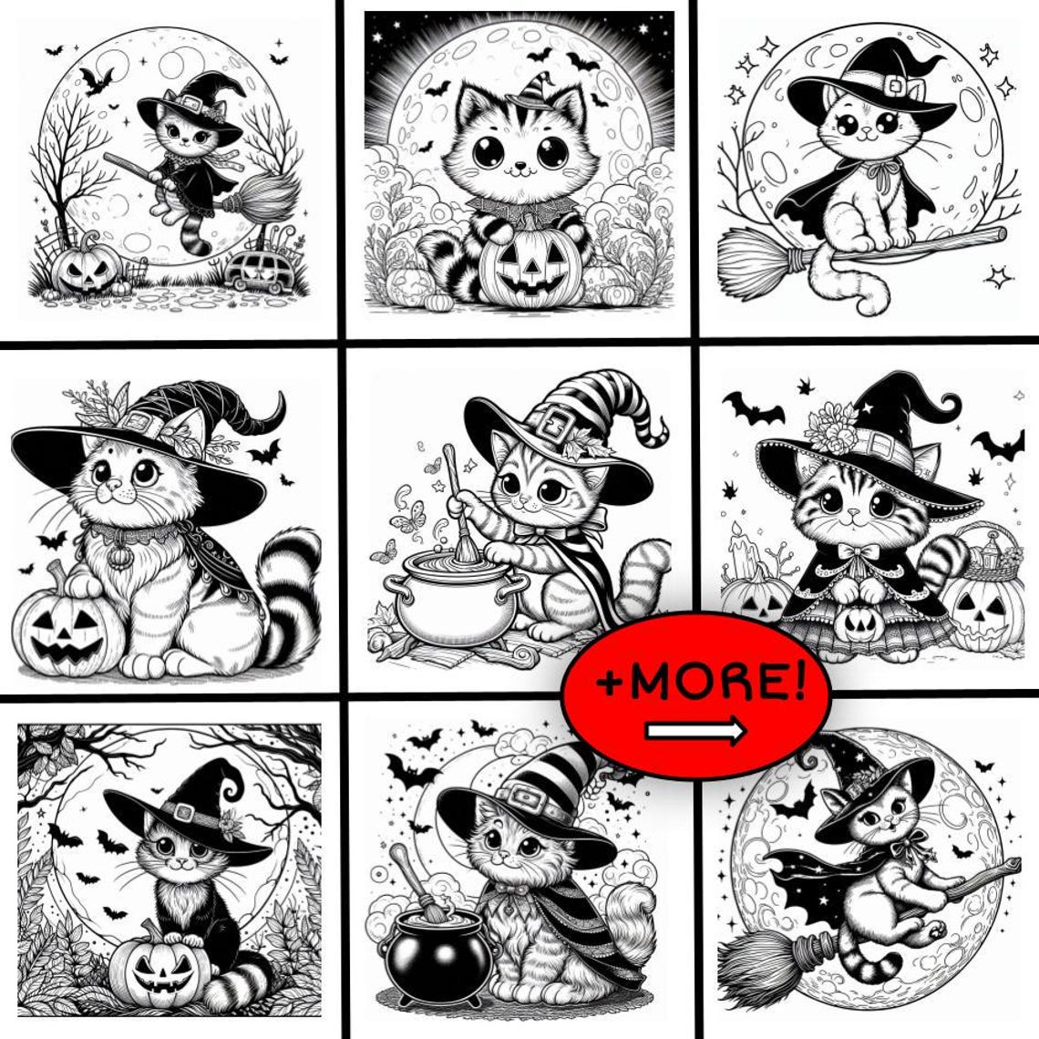 Halloween Witch Kittens COLOURING PAGES 31 Printable Coloring Pages ...