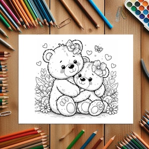 Teddy Bears in Love COLOURING PAGES 25 Printable Coloring Pages, Cute ...