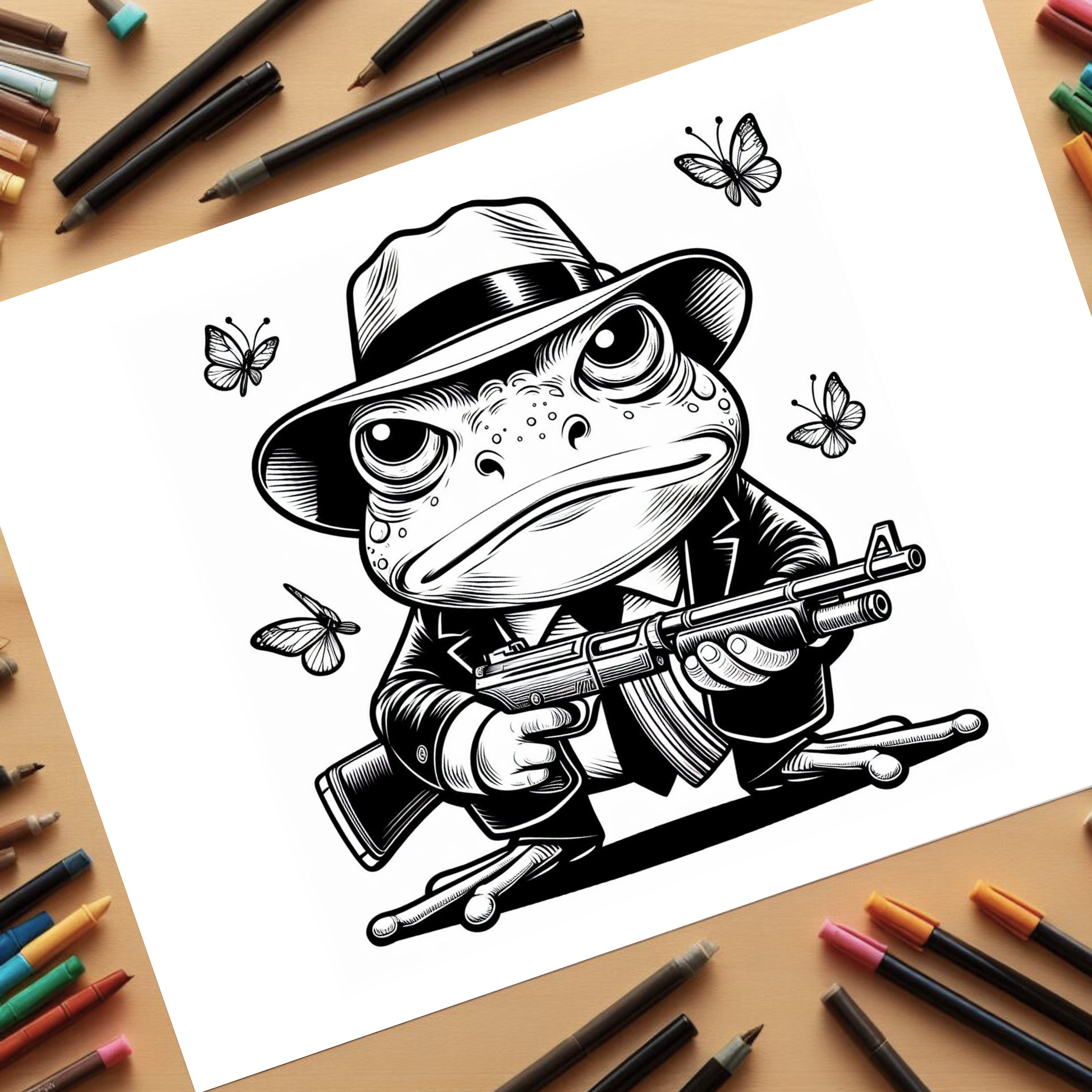 Gangster Frogs COLOURING PAGES 25 Printable Coloring Pages, Funny ...