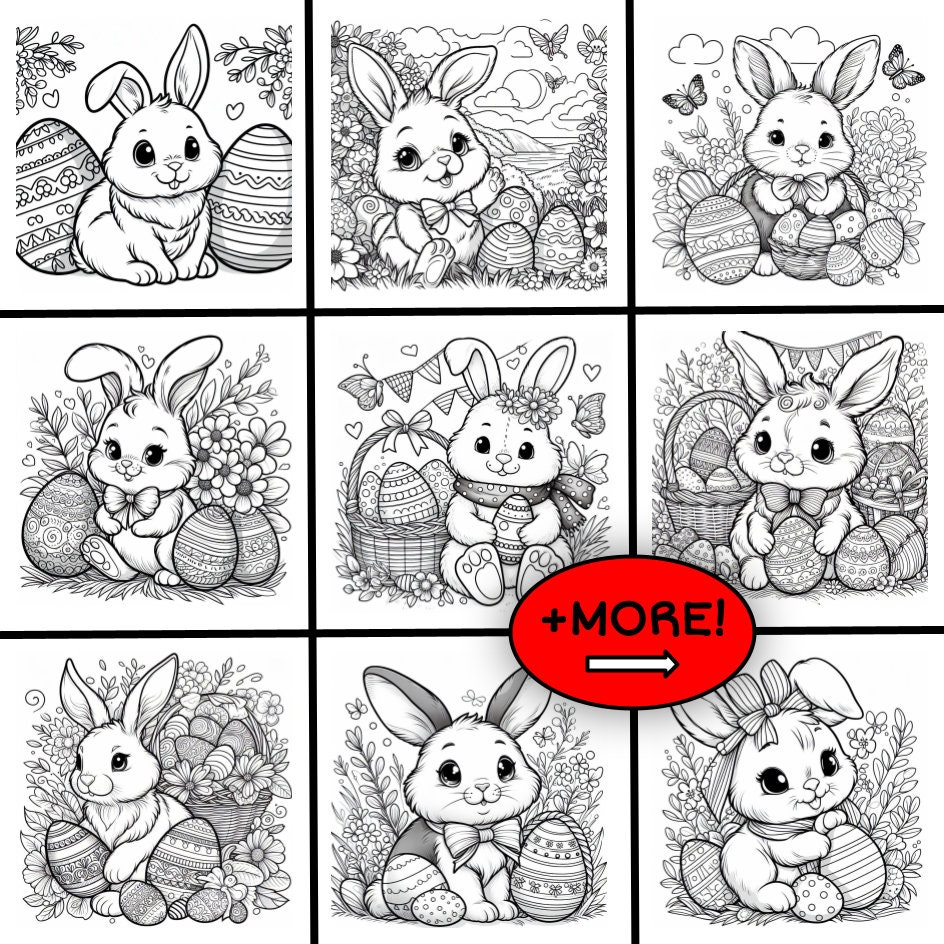 Easter Bunny COLOURING PAGES 22 Printable Coloring Pages, Mindful ...