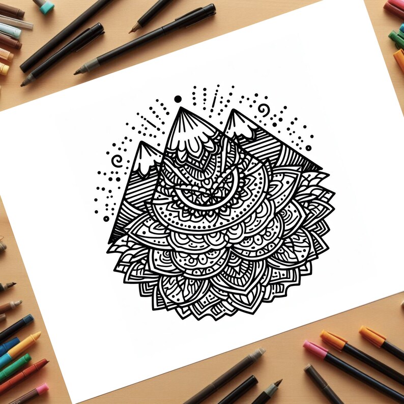 Mandala Mountains COLOURING PAGES 40 Printable Coloring Pages PDF ...