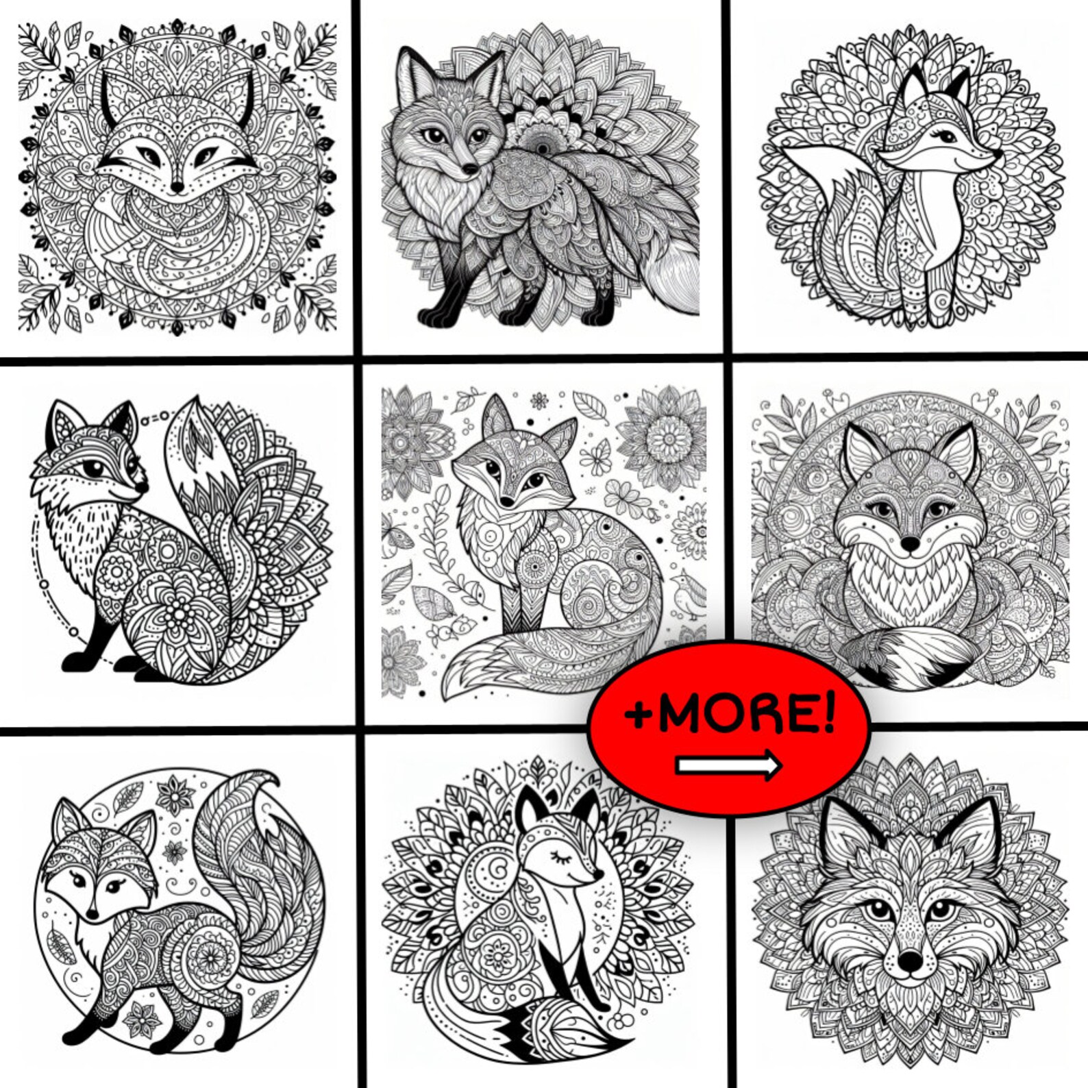 Mandala Fox COLOURING PAGES 25 Printable Coloring Pages, Mindful ...
