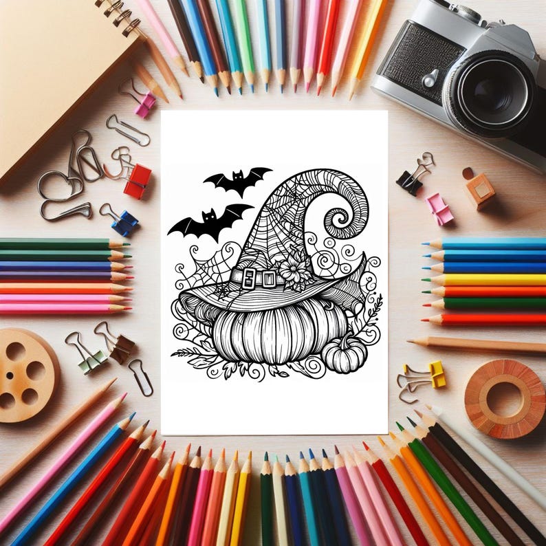 Halloween Hats COLOURING PAGES 25 Printable Coloring Pages, Fun Festive ...