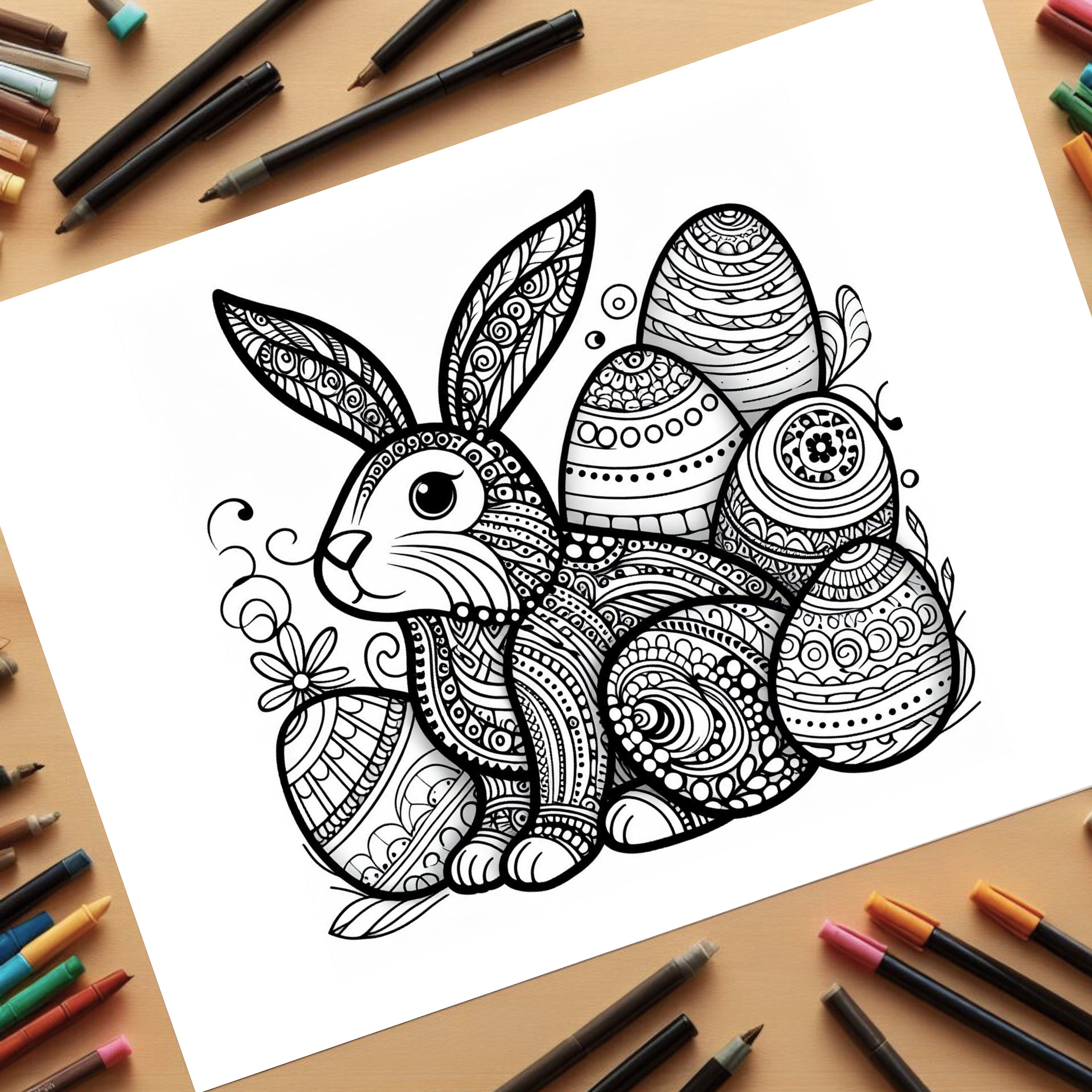 Zentangle Easter Bunny COLOURING PAGES 37 Printable Coloring Pages ...