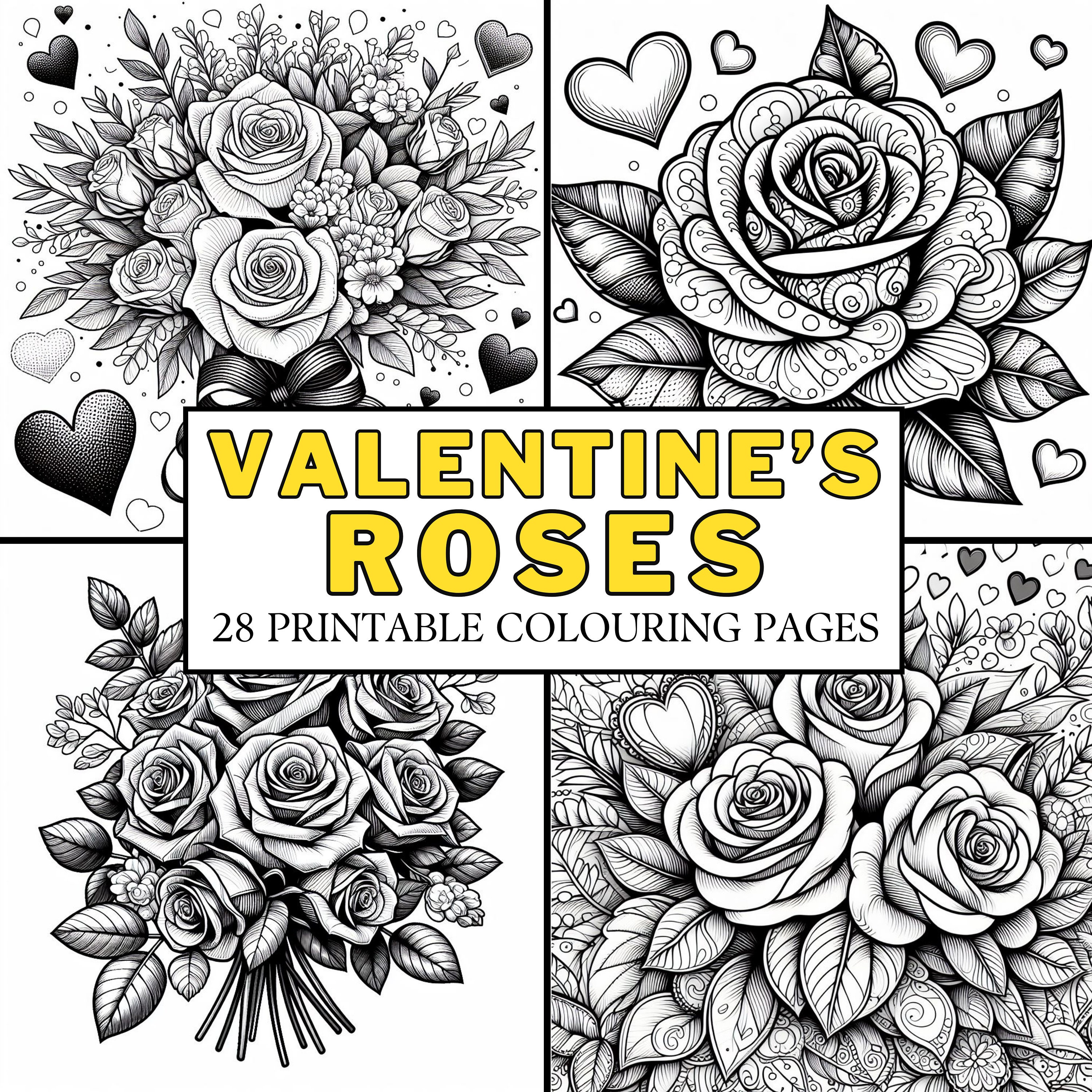 Valentine's Roses COLOURING PAGES 28 Printable Coloring Pages, Mother's ...
