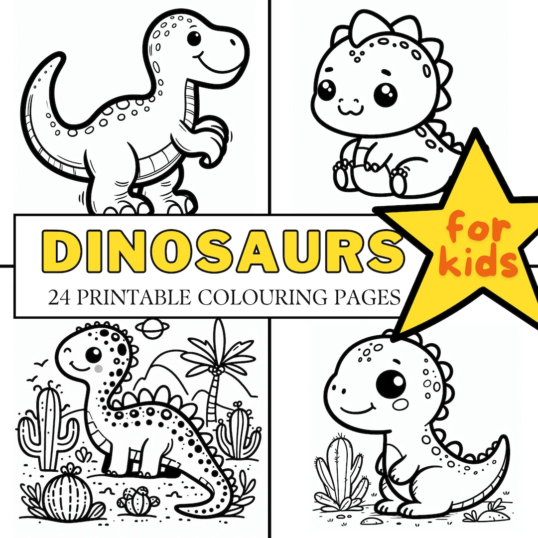 Cute Dinosaurs COLOURING PAGES 24 Printable Coloring Pages, for ...