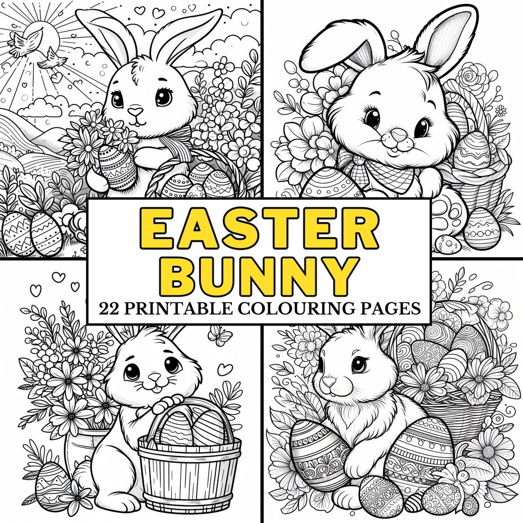 Easter Bunny COLOURING PAGES 22 Printable Coloring Pages, Mindful ...