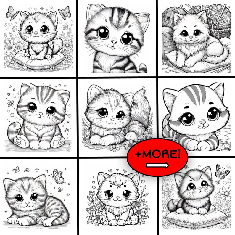 Kittens COLOURING PAGES 33 Printable Coloring Pages, Cute Cats, Animals ...