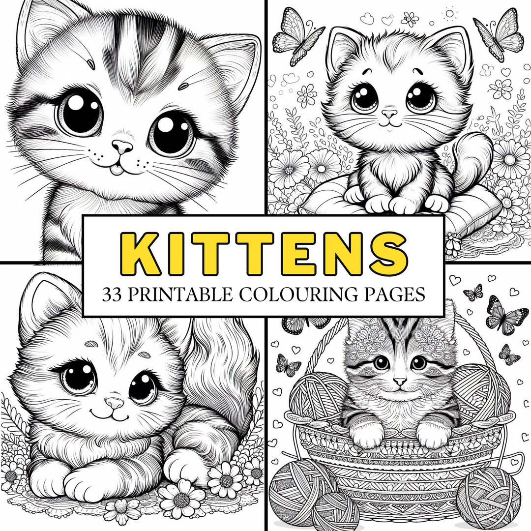 Kittens COLOURING PAGES 33 Printable Coloring Pages, Cute Cats, Animals ...