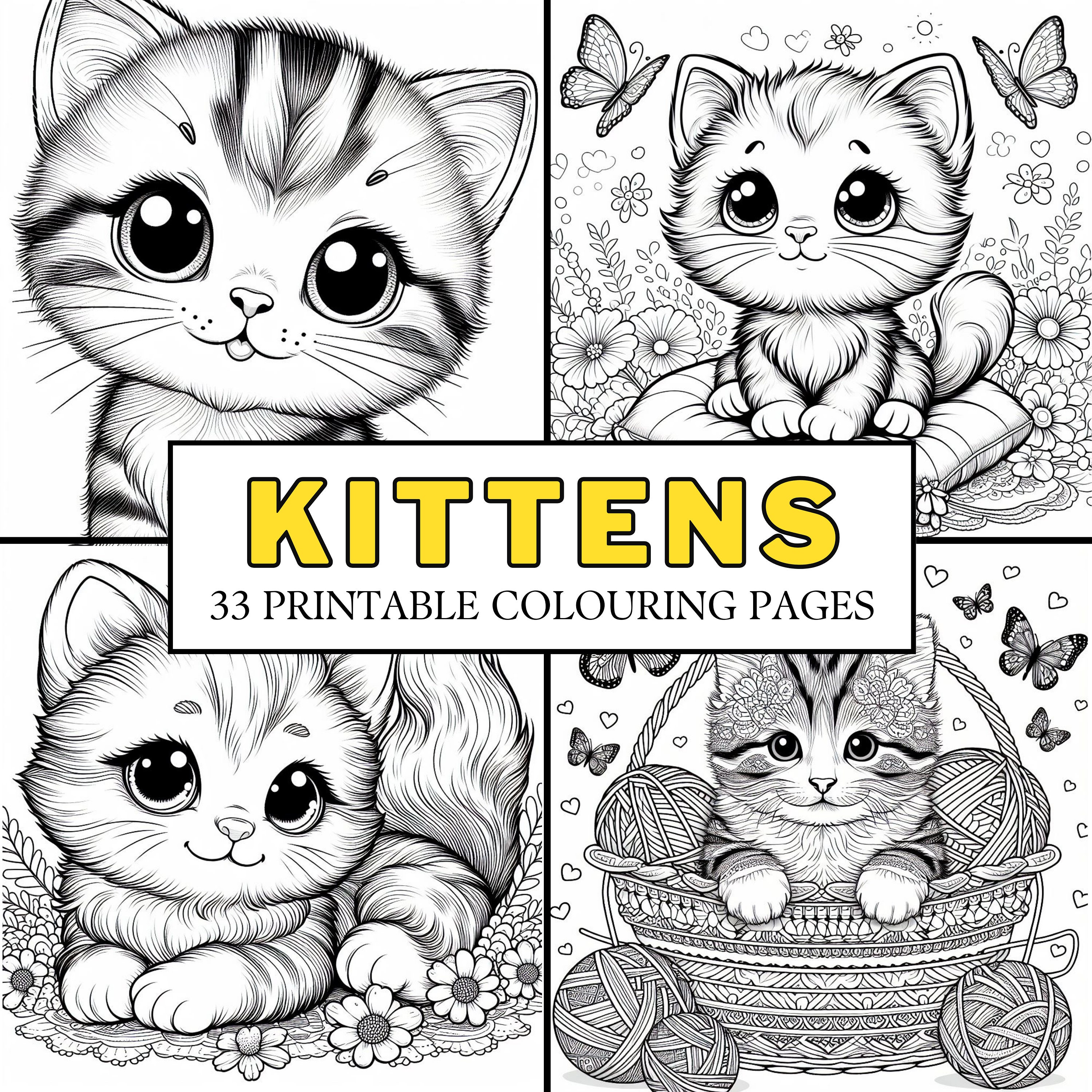 Kittens COLOURING PAGES 33 Printable Coloring Pages, Cute Cats, Animals ...