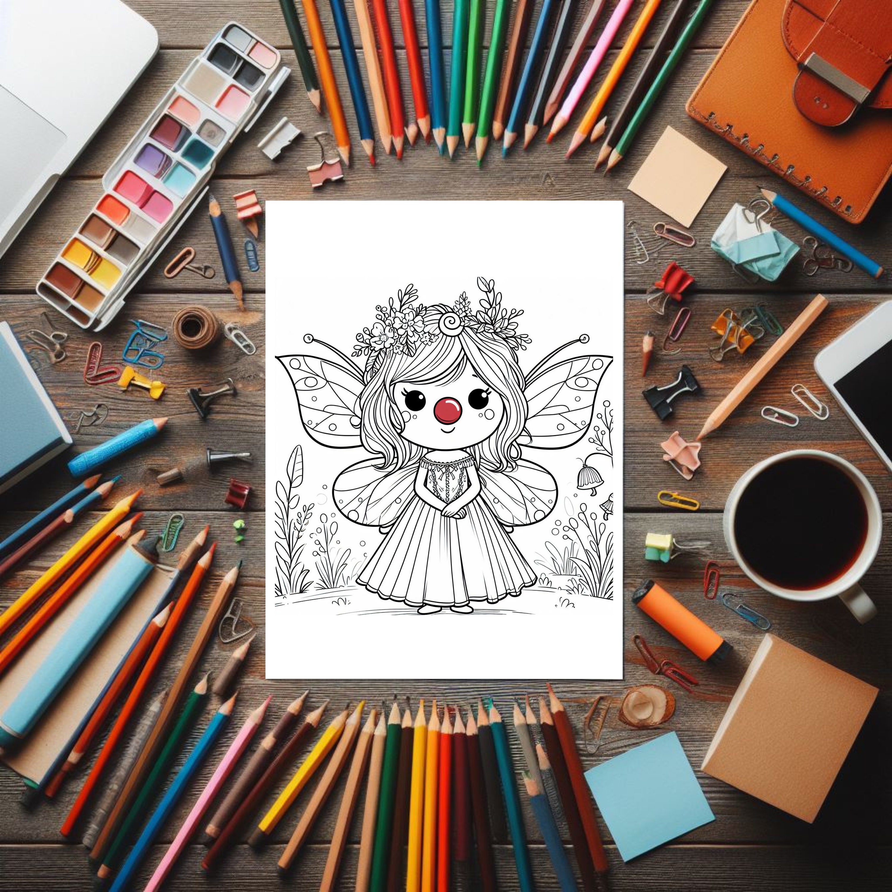 Red Nose Day Fairies COLOURING PAGES 20 Printable Coloring Pages, Fun ...