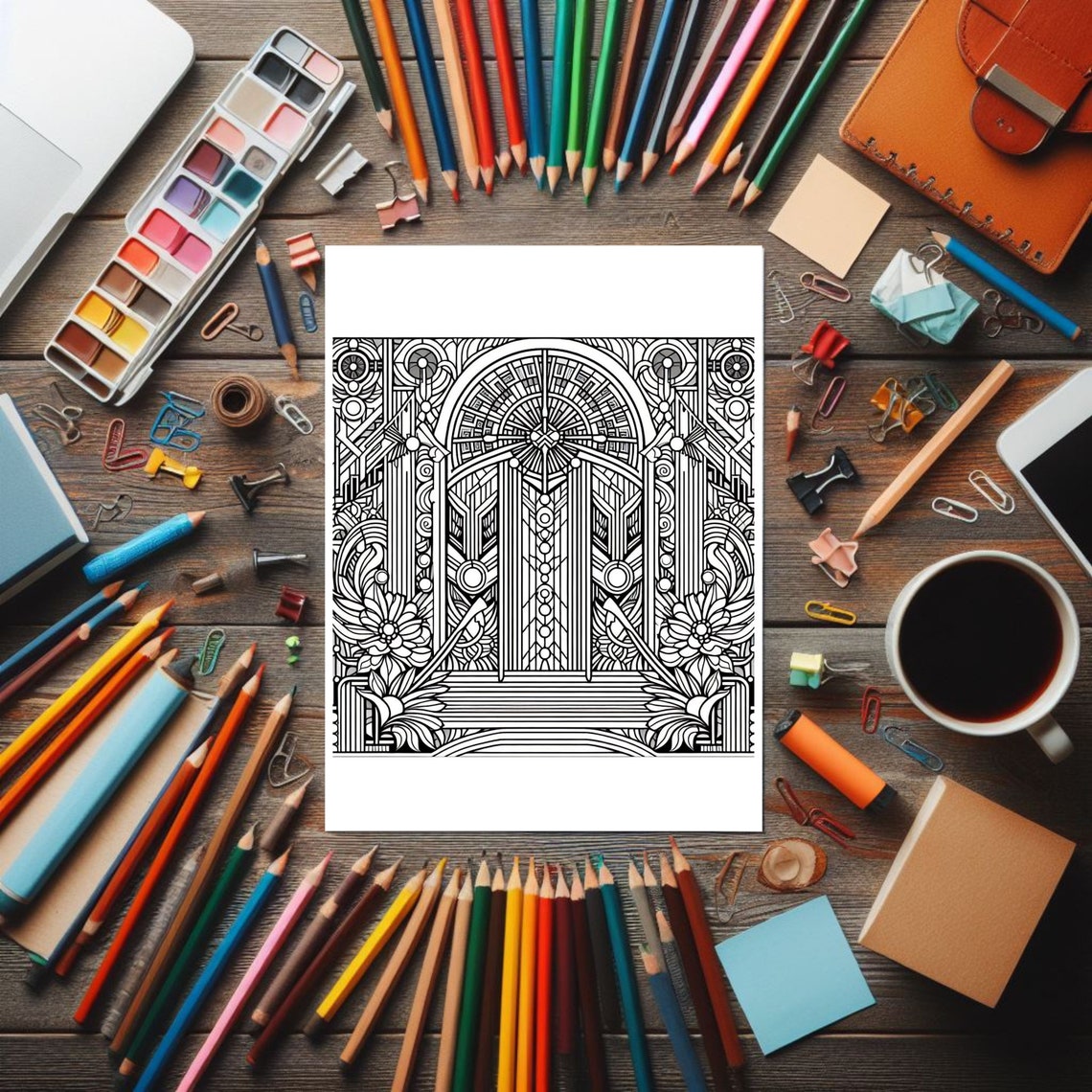 Art Deco COLOURING PAGES 39 Printable Coloring Pages, Vintage, Retro ...