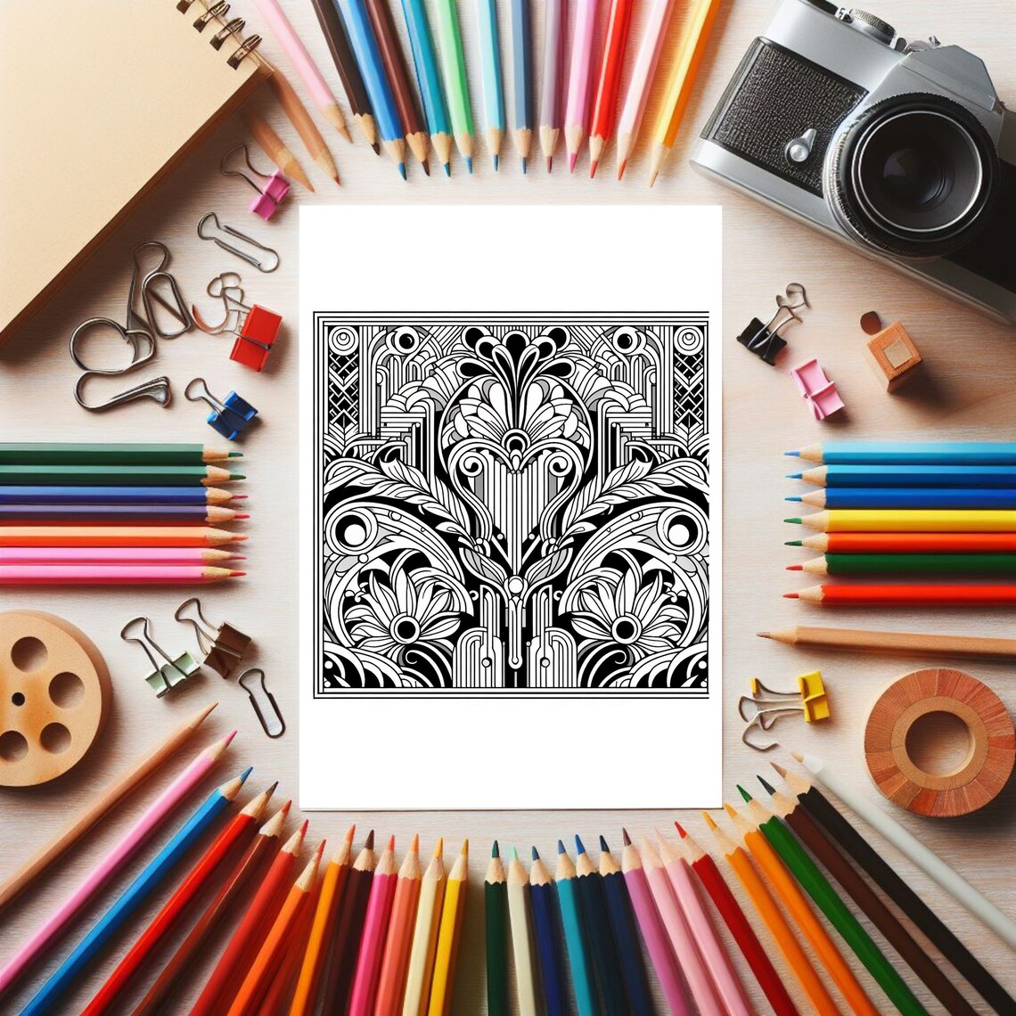 Art Deco COLOURING PAGES 39 Printable Coloring Pages, Vintage, Retro ...