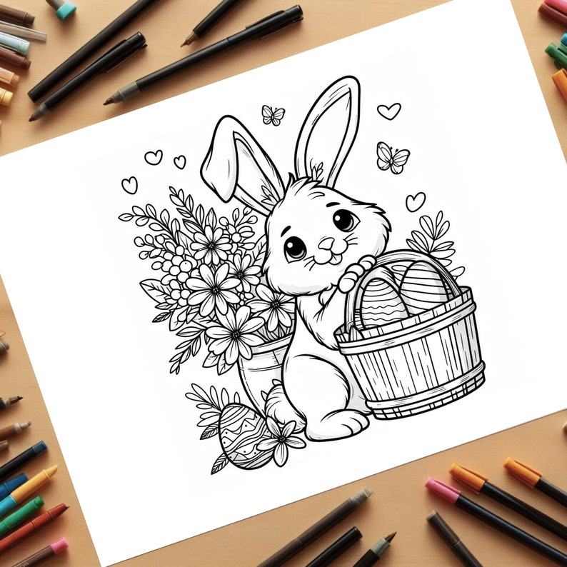 Easter Bunny COLOURING PAGES 22 Printable Coloring Pages, Mindful ...