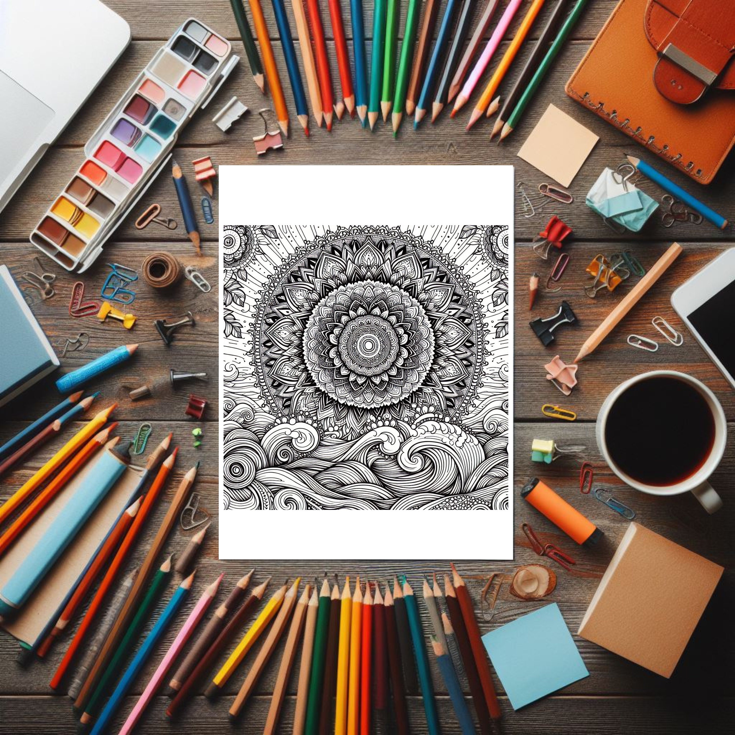 Ocean Mandala COLOURING PAGES 32 Printable Coloring Pages, Relaxation ...