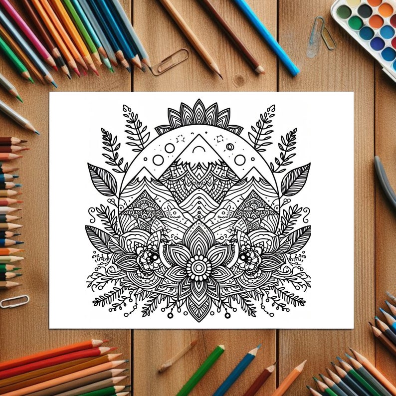 Mandala Mountains COLOURING PAGES 40 Printable Coloring Pages PDF ...