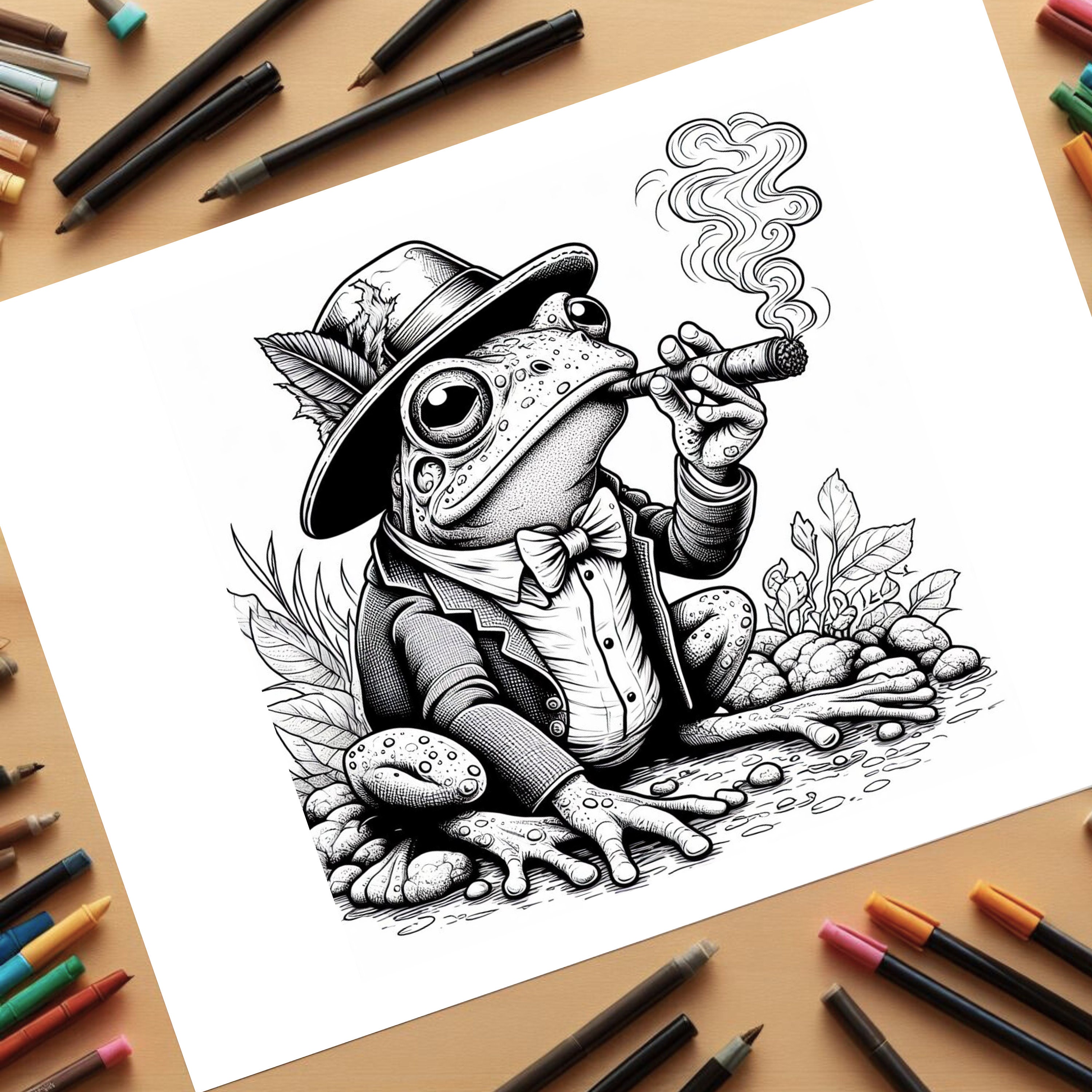 Frogs Smoking Cigars COLOURING PAGES 33 Funny Printable Coloring Pages ...