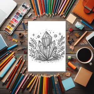 Flower Crystals COLOURING PAGES 31 Magic Spiritual, Astrology Whimsical ...