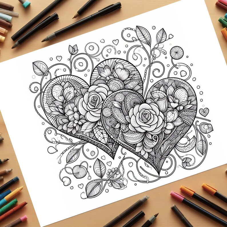Valentine's Hearts COLOURING PAGES 21 Printable Coloring Pages ...