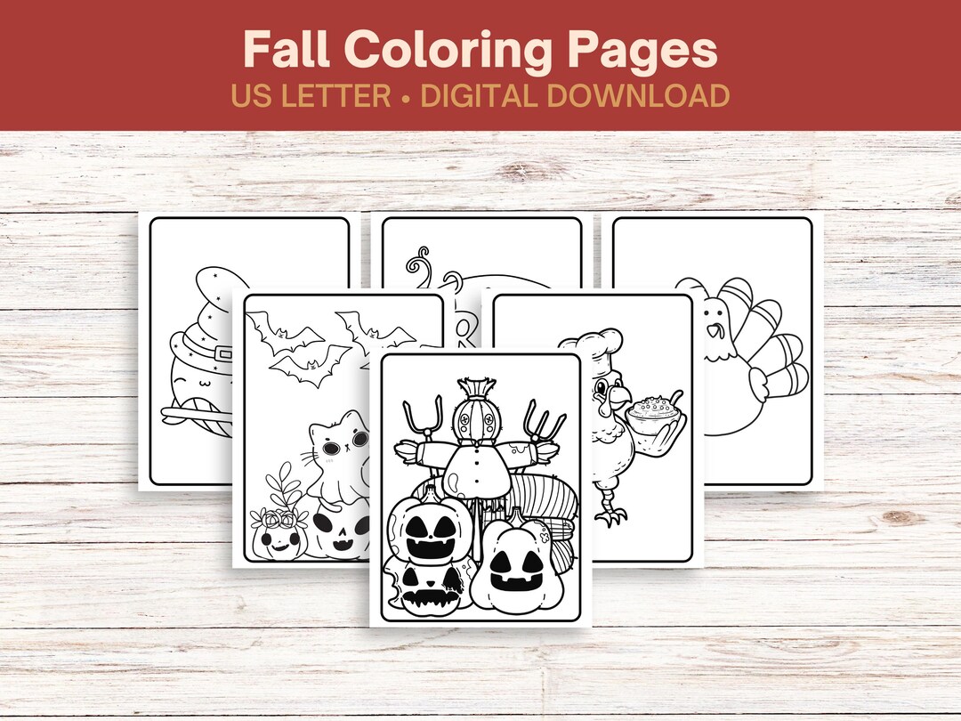 Fall Coloring Pages Printable Bundle | Halloween & Thanksgiving ...