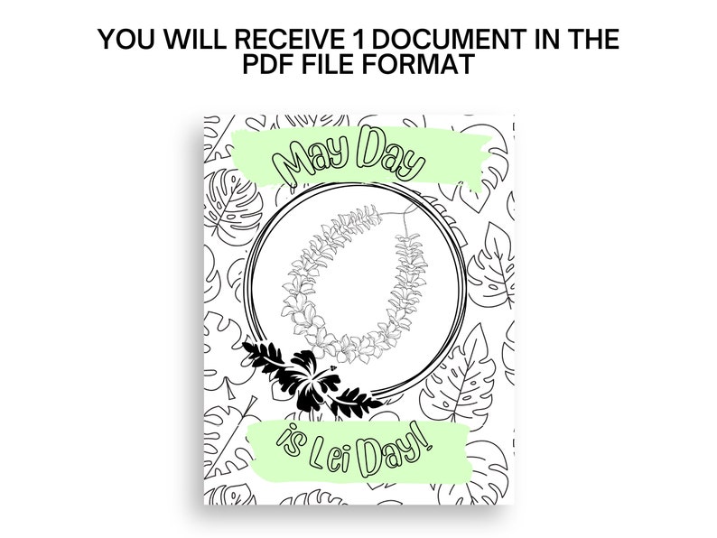 May Day is Lei Day Coloring Page - Etsy