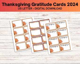 Thanksgiving Gratitude Cards Printable | I Am Thankful For - Etsy