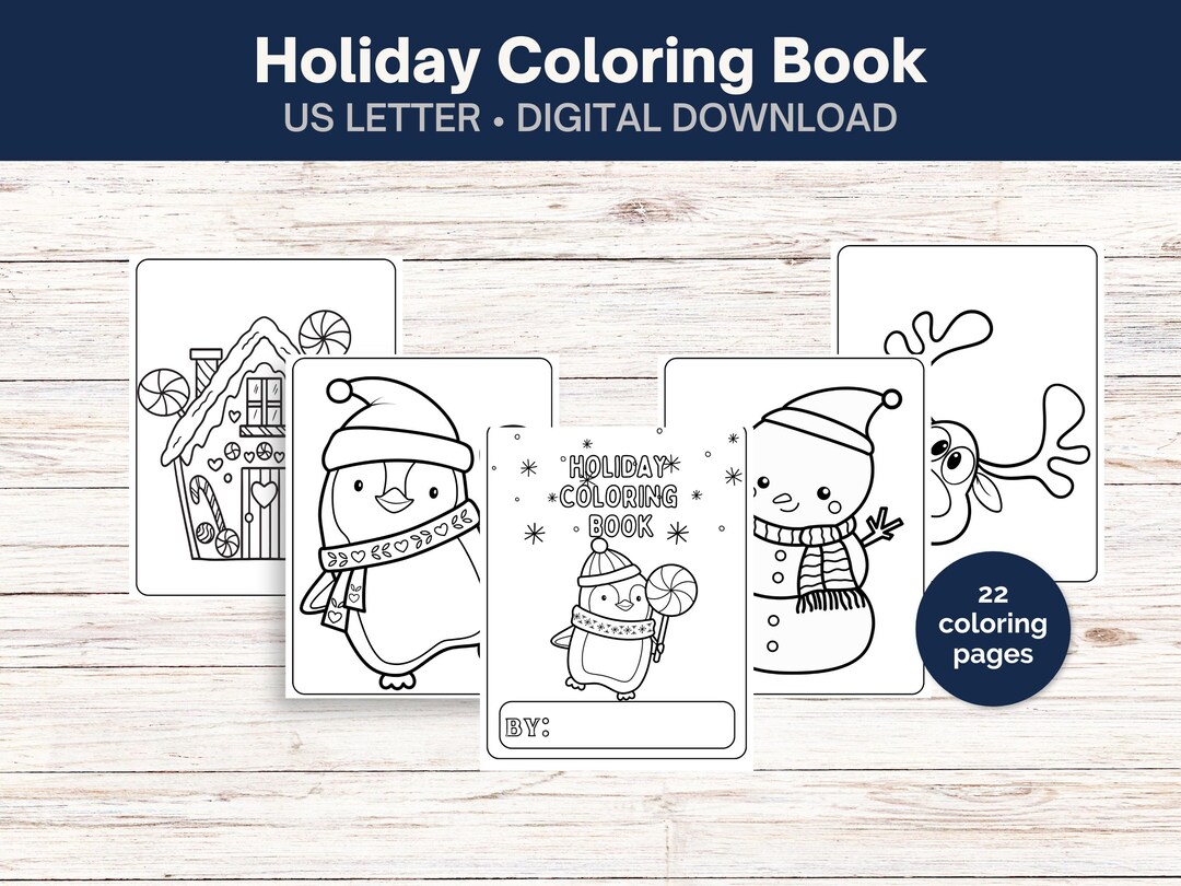 Holiday Coloring Pages | Printable Christmas Coloring Book for Kids - Etsy