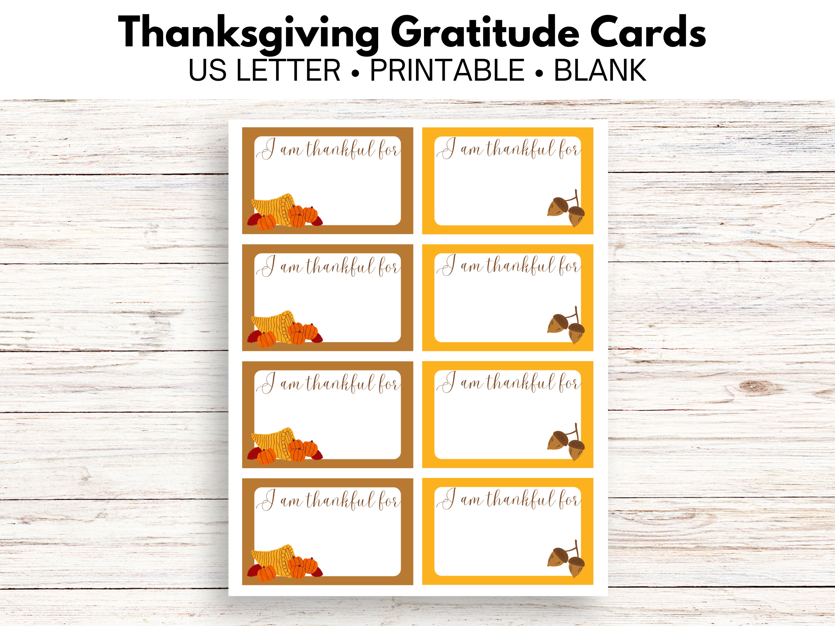 Thanksgiving Gratitude Cards Printable | I Am Thankful For - Etsy