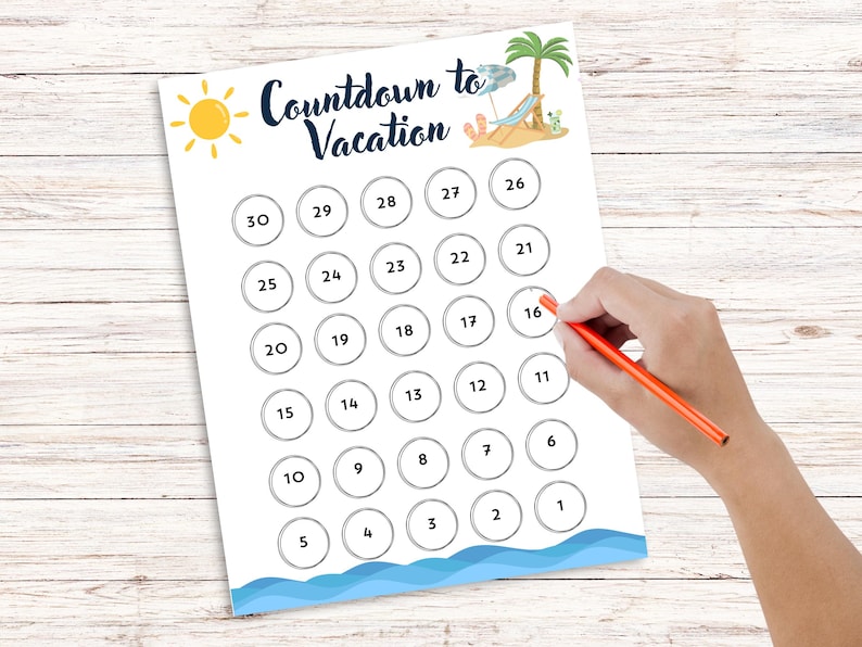 Vacation Countdown Calendar Printable Activity - Etsy