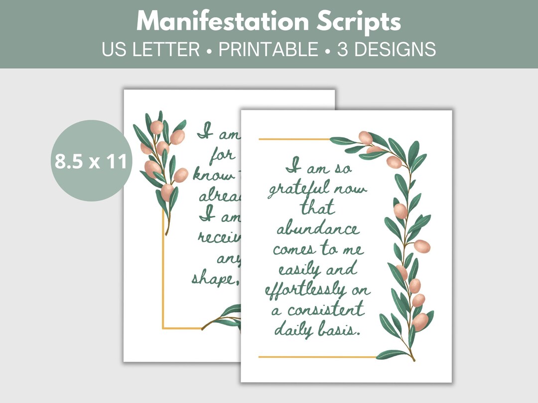 Three Manifestation Scripts Printable - Etsy