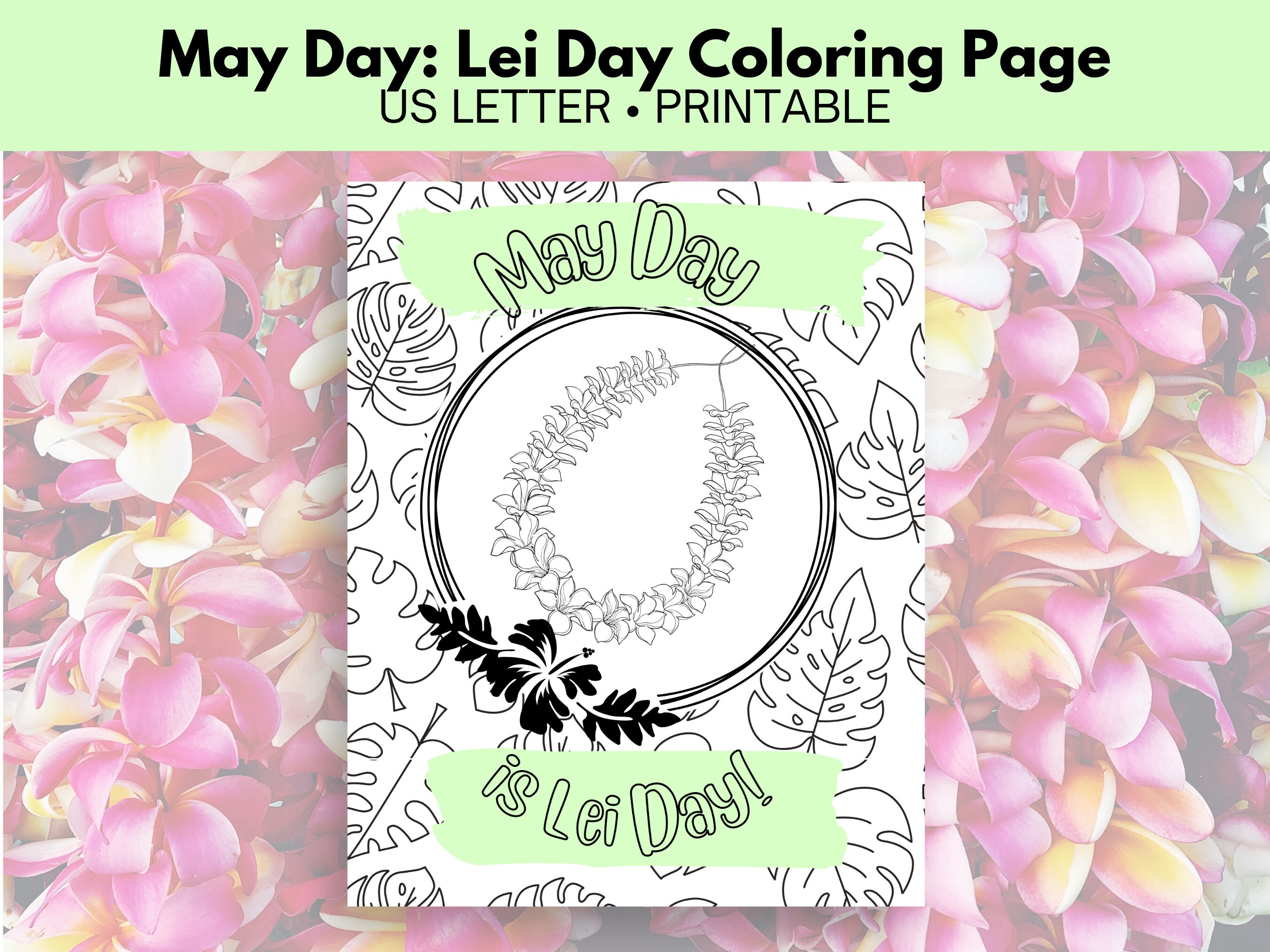 May Day is Lei Day Coloring Page - Etsy