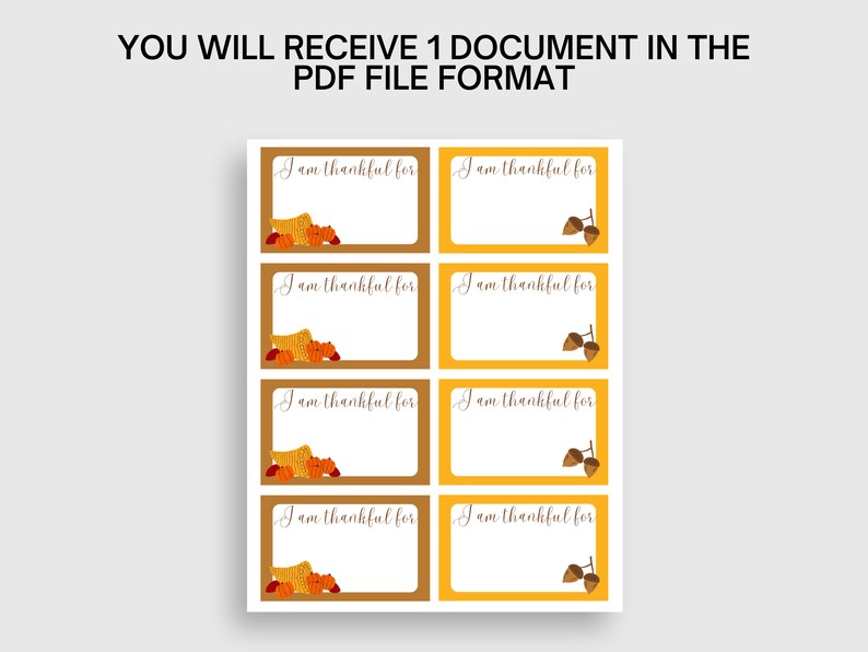 Thanksgiving Gratitude Cards Printable | I Am Thankful For - Etsy