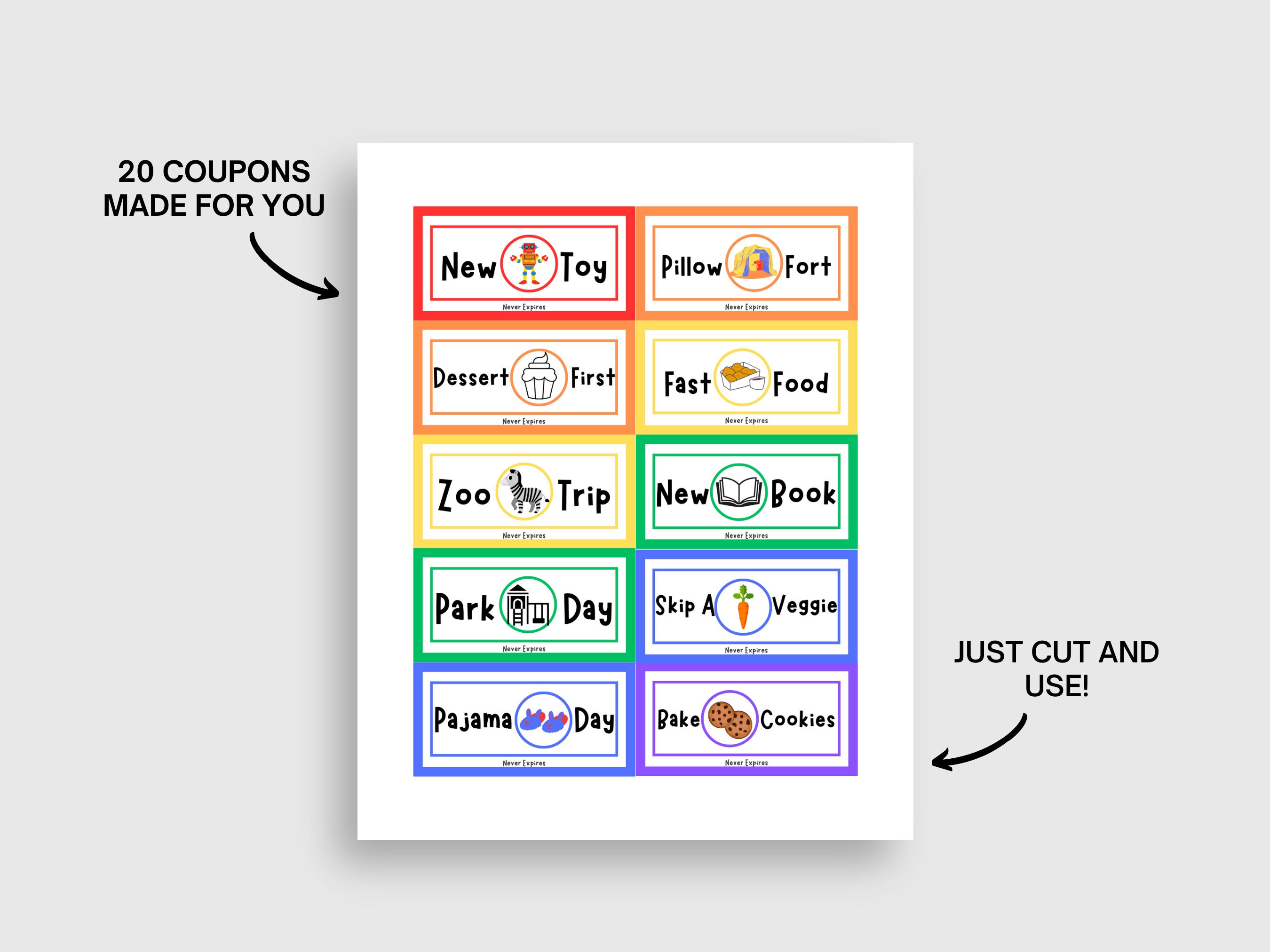 Kids Reward Coupon Printable - Etsy