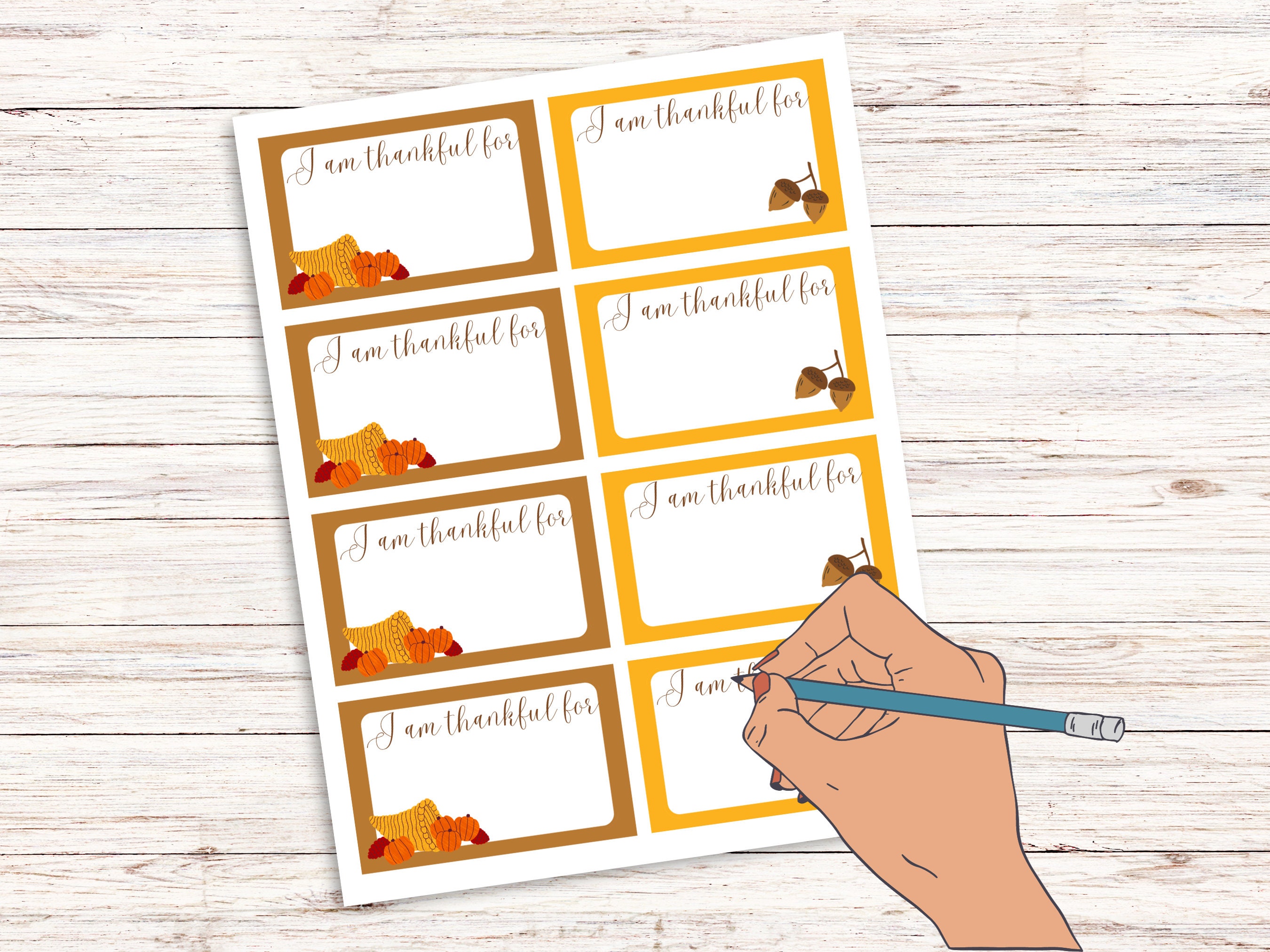 Thanksgiving Gratitude Cards Printable | I Am Thankful For - Etsy