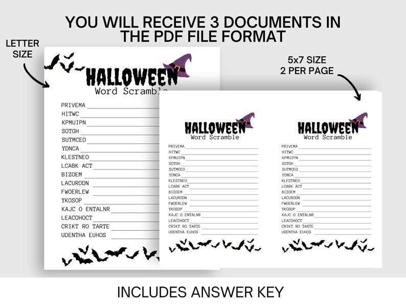 Halloween Word Scramble Printable Party Game - Etsy